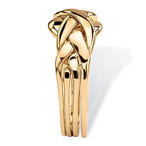 PalmBeach 14K Yellow or Rose Gold-Plated or Platinum-Plated Braided Interlocking Puzzle Ring Size 9