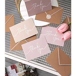 100 PK Bulk Thank You Cards with Envelopes - 5 x 3.5 Inches Wedding Thank You Cards Baby Shower Bridal Shower Personalized Thank You Notes for Small Business Graduation Funeral Birthday (2 colors)