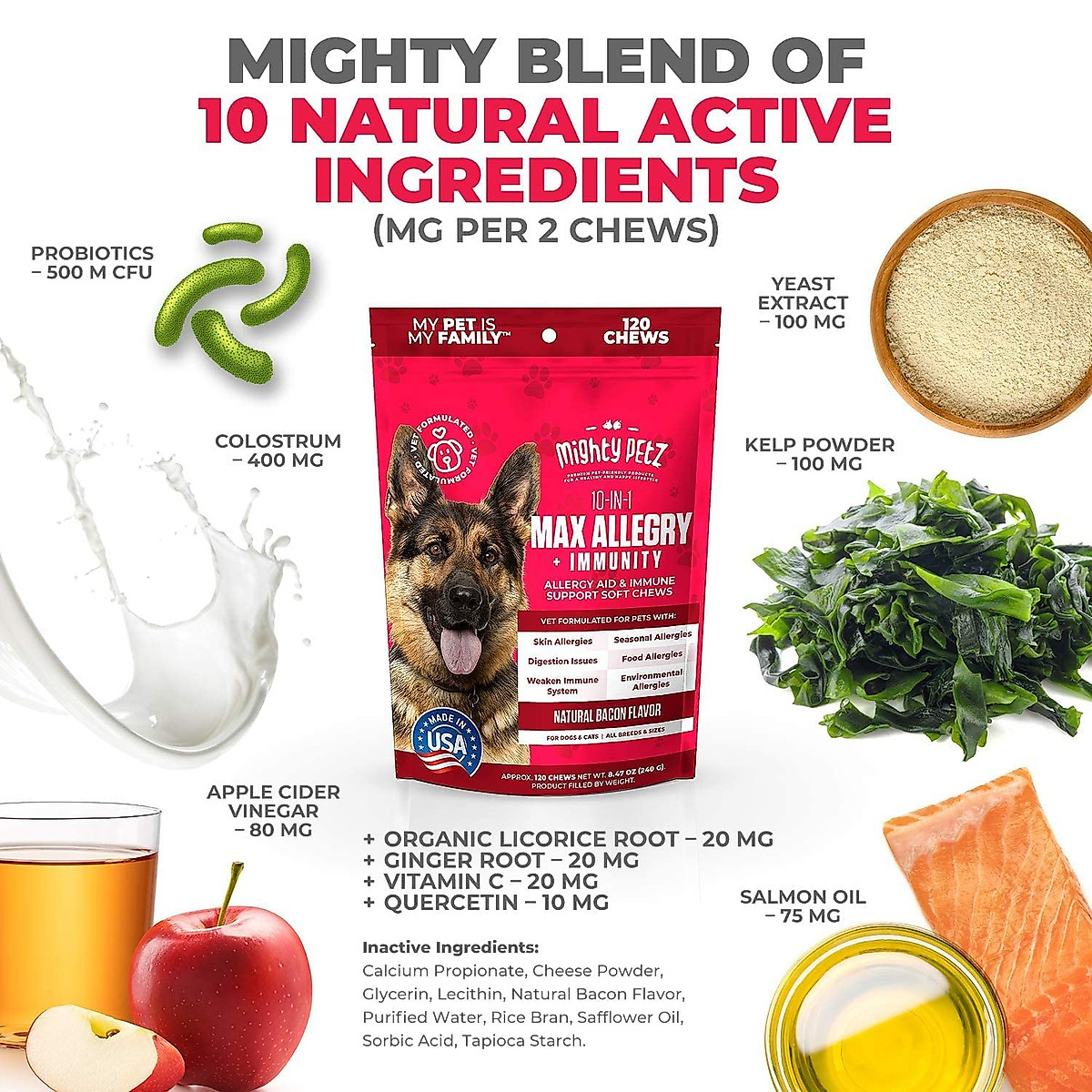Mighty Petz MAX Dog Allergy Relief + Mighty Petz MAX Hemp Glucosamine for Dogs Bundle