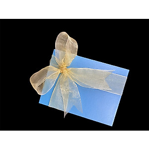 BEAUTOPE 1 Inch 50 Yards Sheer Organza Ribbon Chiffon Ribbon for Gift Wrapping Wedding Bouquet Crafts (Gold)