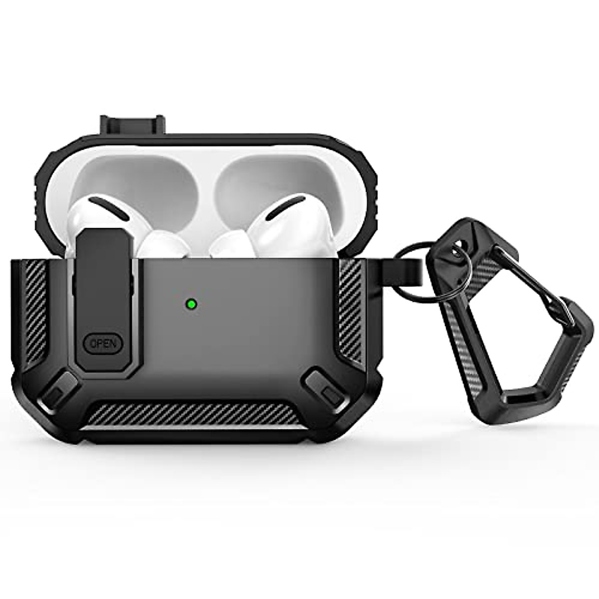 leChivée for Airpods Pro Case Cover with Lock, Air Pod Pro Case Full-Body Rugged Shockproof Airpod Pro Hard Case Protective Cover with Keychain Compatible with AirPods Pro Charging Case for Men Women