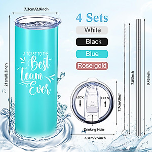 Thank You Gift Bulk Employee Appreciation Gift 20 oz Inspirational Tumbler Insulated Stainless Steel Wine Tumbler with Lid, Straw Team Mug Gifts for Coworker Employees Staff(Motivational, 4 Pcs)