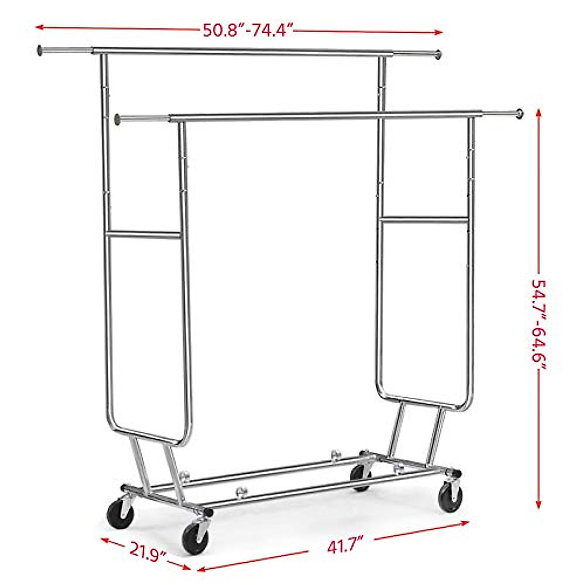 Topeakmart Rolling Clothes Rack 250 lbs Load Capacity Commercial Double Rail Garment Racks Portable Clothes Rack, Clothing Rack, Hanging Cloest Organizer, Drying Racks for Laundry, Wardrobe Cloest