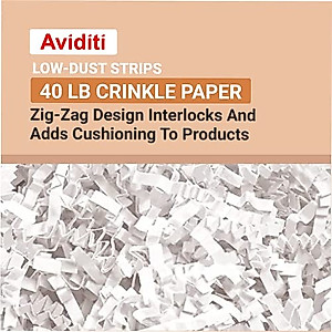 AVIDITI Crinkle Cut Paper Shred Filler, 40lbs Case | Shredded for Box Package, Stuffing, Bag, Packing, Gift Wrapping, Basket Shreds, Confetti, Holidays, Crafts, and Decoration, White