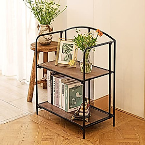 Crofy No Assembly Folding Bookshelf, 2 Tier Black Bookshelf, Metal Book Shelf for Storage, Folding Bookcase for Office Organization and Storage, 12.6 D x 22.44 W x 28.74 H Inches