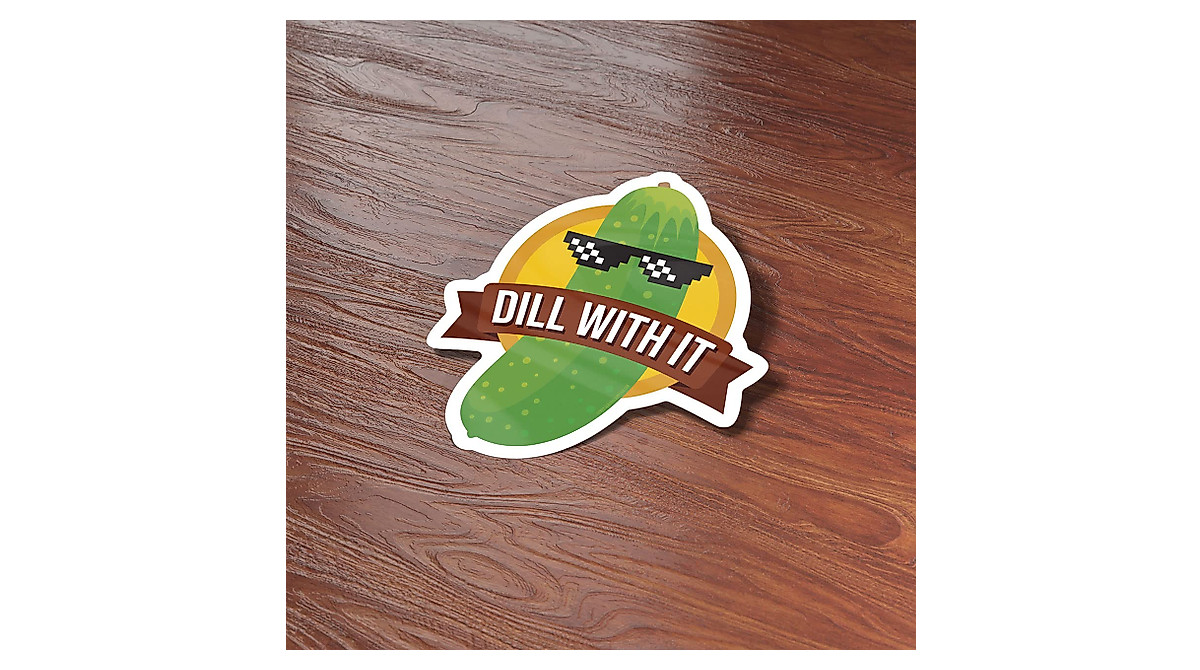 Dill With It Pickle Sticker for Hydroflask & Laptop | Funny Meme Decal