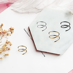 Double Nose Ring for Single Piercing, Gold Double Hoop Nose Ring 20 Gauge, Spiral Nose Rings for Women/Girl, Two in One Nose Ring Hoop, nose ring that looks like double piercing, faux double nose ring