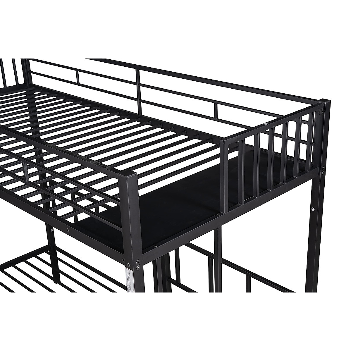 Harper & Bright Designs Twin Over Twin Bunk Beds for 3, Metal Triple Bunk Bed with Guardrails for Kids, Teens, Boys, Girls (Black)