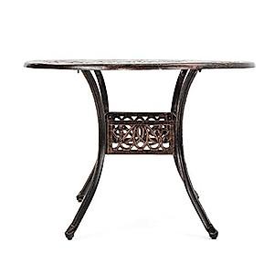 Christopher Knight Home Tucson Cast Aluminum Dining Table, Shiny Copper