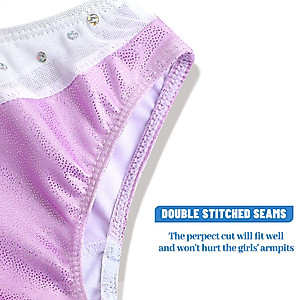 DAXIANG Gymnastics Leotards for Girls Leotard for Girls Gymnastics Outfit Black Shorts Dance Unitard Biketards Purple Sparkle