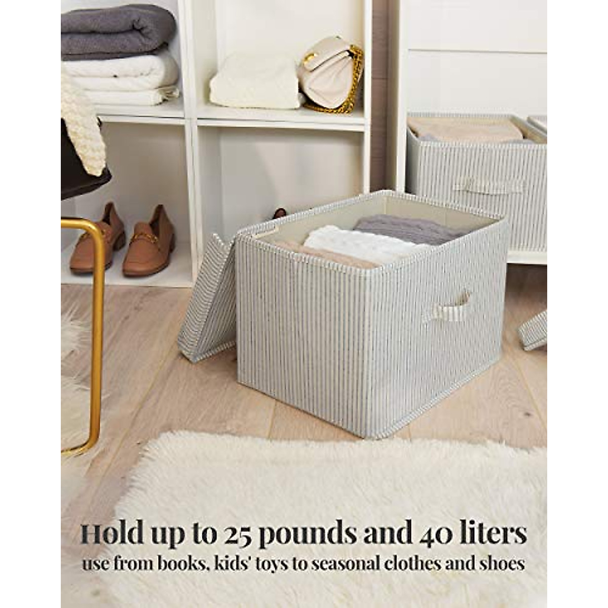 StorageWorks Set of 3 Kids Toy Chest, Storage Bin with Flip-Top Lids, Storage Bins for Clothes