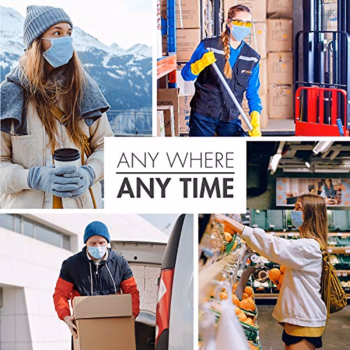 Tenergy Triple-layer Filtration Disposable Face Masks with Nose Clip and Ear Loops, 50 Pack Blue Masks