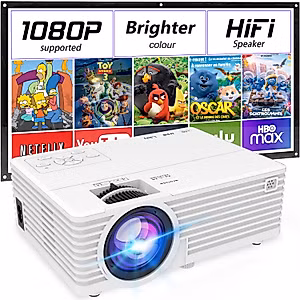 Mini Video Projector, 1080P Supported, Portable Outdoor Movie Projector, 176" Display Compatible with TV Stick, HDMI, USB, VGA, AV for Home Entertainment