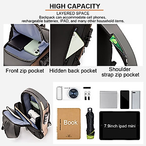 HOXSURY Sling Backpack USB Anti-Theft Waterproof Chest Daypack Casual Shoulder Bag (Grey)
