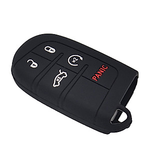 LemSa 2Pcs Keyless Entry Remote Car Smart Key Fob Cover Case Shell for Jeep Grand Cherokee,fit for Dodge Challenger Charger Dart Durango Journey,fit for Chrysler 300, Black Pink