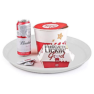 Ponpong Round Plastic Serving Trays Platters, White, 6 Packs