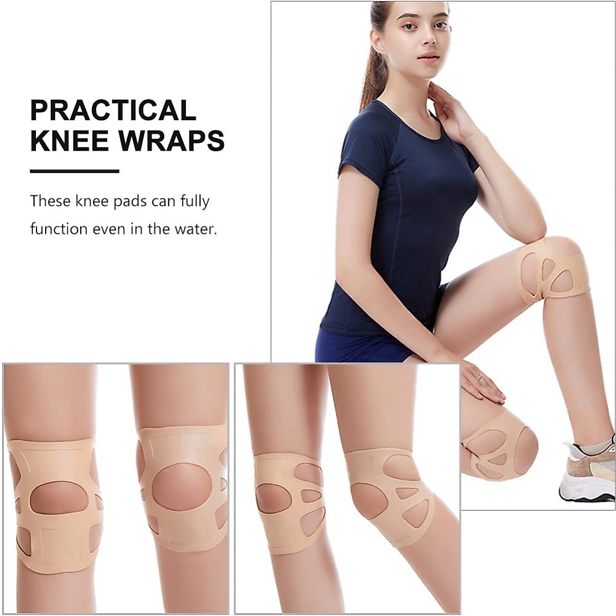 1 Pair Silicone Knee Pads Waterproof Knee Brace for Water Sports Knee Pads Waterproof Knee Restraint for Meniscus Tear Knee Injury Skin Color