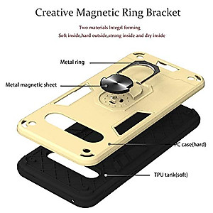 LG V60 ThinQ 5G Case, SATURCASE Armor Hybrid 2 in 1 [PC & Silicone] Dual-Layer Ring Kickstand Bumper Shockproof Protective Case Cover for LG V60 ThinQ 5G (Black)