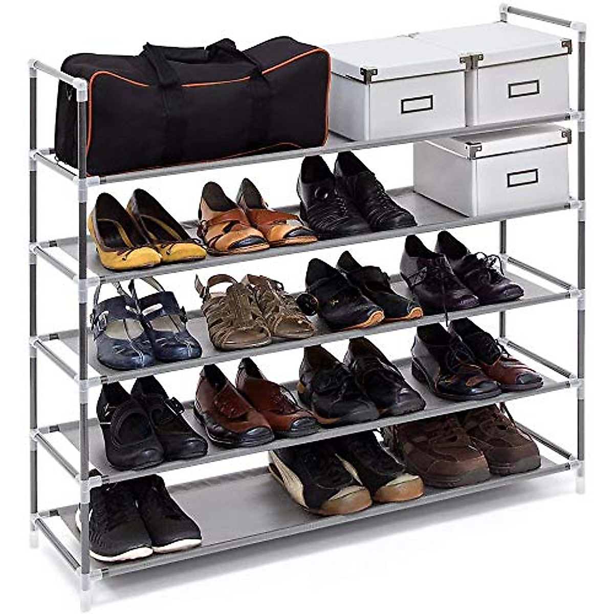 SAVICOS Shoe Rack, 5-Tier Metal Shoe Organizer Shelf Stackable Storage Cabinet Towers Unit Entryway Organizer Holds 20 Pairs(Gray)