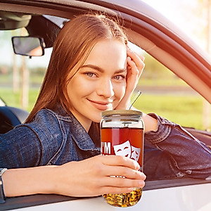 Theater Gifts, Musical Theater Gifts, Broadway Gifts for Directors, Actors, Music Teachers, Musicians on Birthday Christmas - 17 Oz Drinking Glass Iced Can Glass Cup with Bamboo Lid and Straw