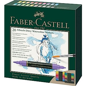 Faber-Castell Albrecht Durer Watercolor Markers - Wallet of 20, Watercolor Dual Tip Markers