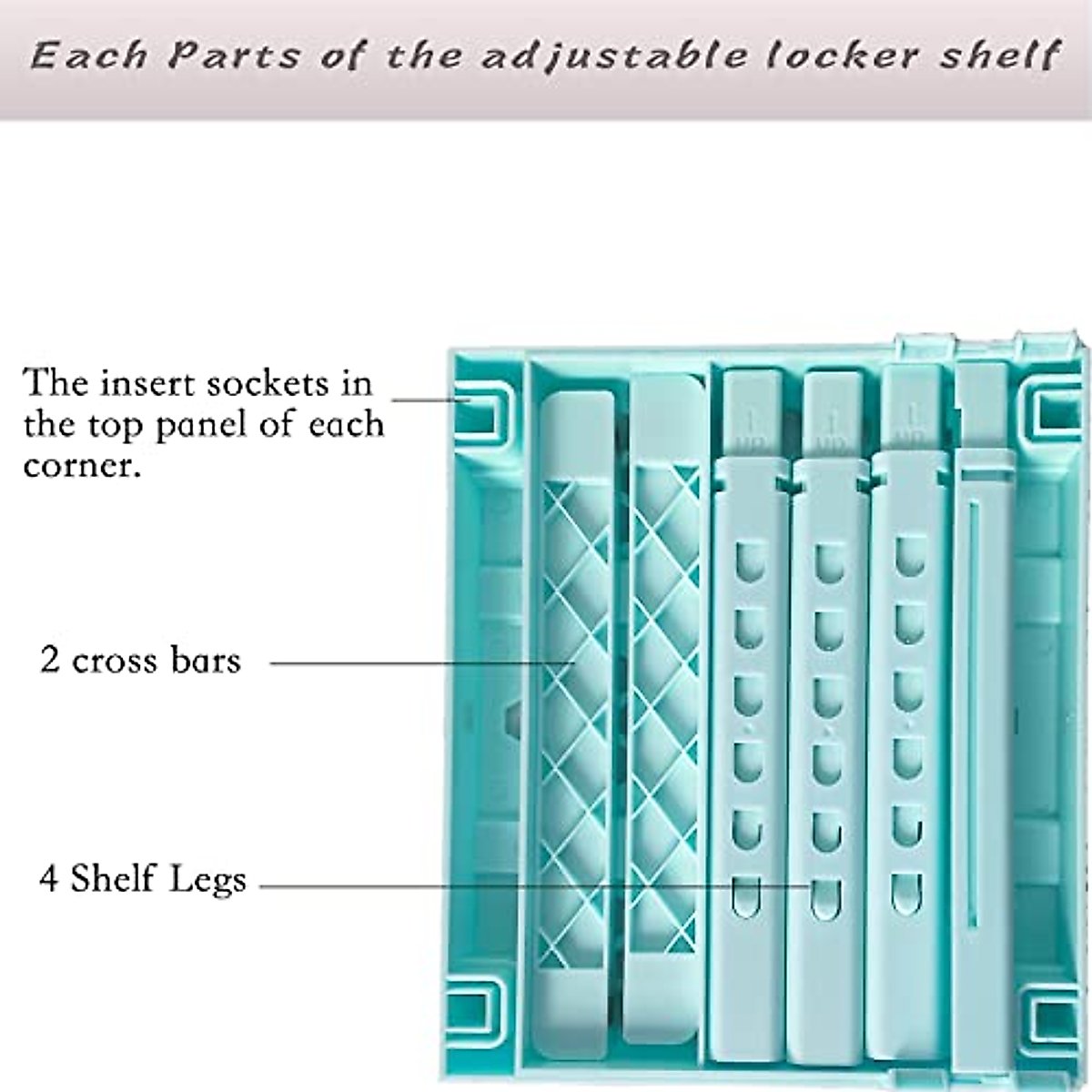 Adjustable Locker Shelf for School, Height and Width Adjustable Locker Organizer, Locker Stand Shelf for Work, Stackable Locker Tools for Gym Lockers, Office, Back to School Essentials, Mint Blue