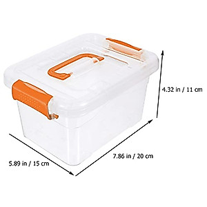 Cabilock 5pcsbox Containers Handle Storage Tabletop Organizer for with Bin Crafts Lid Multi- functional Orange Plastic Cosmetic Stackable Toy Clear Car Desktop Sundry Toys Case