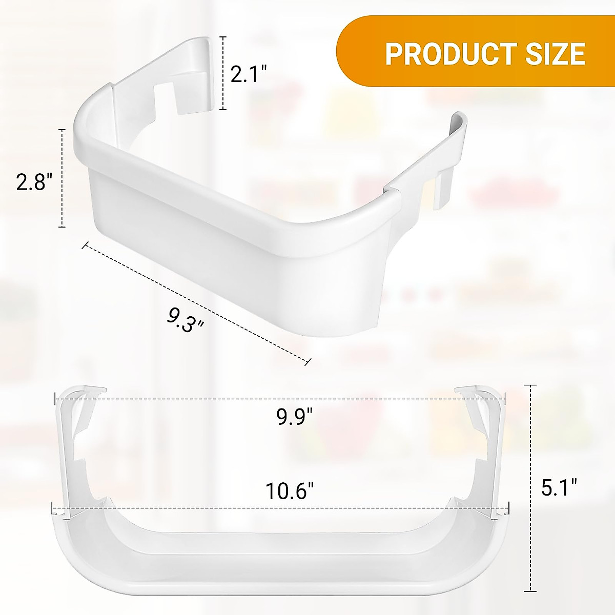 IDEASURE Refrigerator Freezer Door Bin Fit for Frigidaire Door Shelf Replacement - Bottom Door Side Shelf Replacement Parts for Frigidaire Kenmore - Replace 240351601, AP2115974, 240351607
