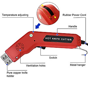 Foam Cutter 6 In 1 Hot Knife Cutting Tool 400℃ 200W Styrofoam Cutter Electric Hot Knife Foam Cutter With 2 Blades For EPS, XPS, EVA, KT Board, Sponge, Nylon (red)