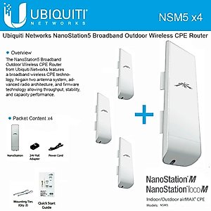 Ubiquiti NSM5 Bundle of 4 NanoStation M5 5GHz Outdoor airMAX CPE 150+Mbps 15+km
