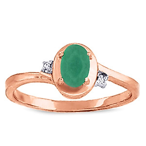 Galaxy Gold GG 14k Rose Gold Ring w/Natural Diamonds And Emerald - Size 10.5