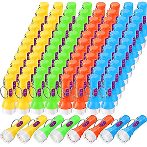 Mini Flashlight Keychain Assorted Colors Mini Toy Flashlight Small Party Flashlight Tiny LED Flashlight for Kids Adults Hiking Camping Party Favors Goody Bag Fillers Prizes, 4 Colors (48 Pcs)