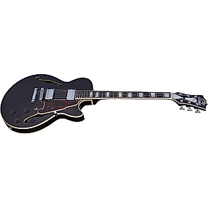 D'Angelico 6 String Semi-Hollow-Body Electrical Guitar, Right, Black Flake (DAPSSBLFCS)