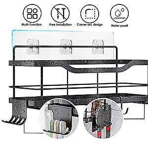 PIMVANS Shower Caddy, Adhesive Improved Shower Shelves [9 detachable shower accessories,Soap Dish], Stainless Steel Bathroom Organizer, Shower Rack for Inside Shower, Shower Storage, Black (BLACK)