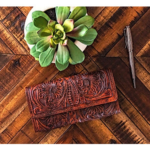 Mauzari Geneva Women's Tooled Leather Wallet (Koa)
