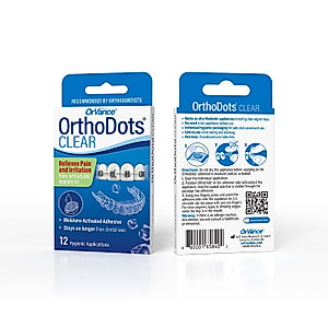 OrthoDots CLEAR – Moisture Activated Braces Wax Alternative for Pain Caused by Braces, Clear Aligner Trays, and Other Orthodontic Appliances. OrthoDots Stick Better and Stay on Longer than Dental Wax.