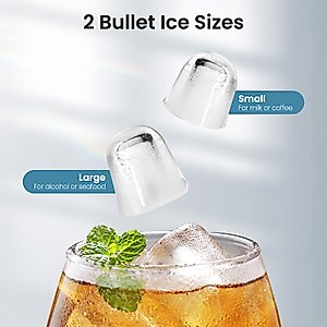 LHRIVER Countertop Ice Maker, Portable Ice Machine with 2 Size of Bullet Ice, 9 Ice Cubes Ready in 7 Mins, Auto-Cleaning Ice Makers with Ice Scoop and Ice Basket, Ideal for Family/Party/Camping, Black