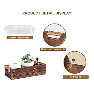 TIMRIS Rustic Wooden Box, Farmhouse Bathroom Decor Box, Wooden Toilet Paper Holder, Toilet Tank Basket, Decorative Storage Container Box (Rustic Brown)