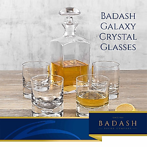 Badash Galaxy Crystal Old Fashioned Glasses - Set of 4 Mouth-Blown Lead-Free Crystal 8 oz. Rocks Glasses for Whiskey, Bourbon & Scotch