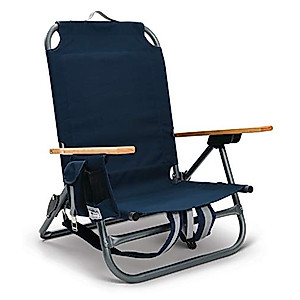 Sport-Brella SunSoul Folding Light-Weight Backpack Beach Chair,Cup Holders|Arm Rest|Foldable, Aluminum, Navy