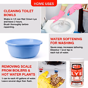 The Boyer Lye for Soap Making, Sodium Hydroxide Pure High Test Lye Food Grade, Caustic Soda, Drain Cleaner and Clog Remover, 2 Pack 2.2 lbs