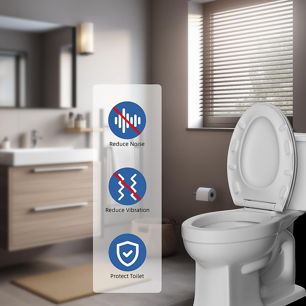 Hibbent 4 pieces Toilet Seat Bumpers for Bidet, Strong Adhesive Toilet Seat Bumpers for Use with Bidet Attachment, Universal Buffer Toilet Lid Rubber Bumpers, White