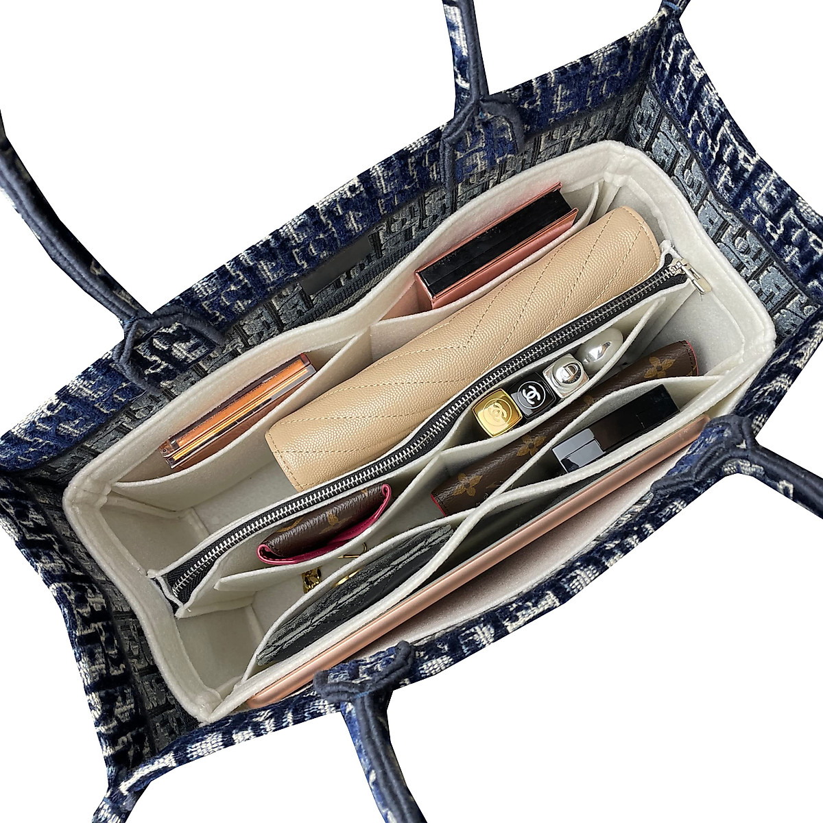 Divitize Premium Insert for Book Tote Organizer Medium, Small Book Tote Organizer Insert, Handmade 2mm Felt Insert, Best Fit Detailed Size, Large Book Tote Bag Organizer (For Large Book Tote, Brown)