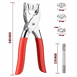Clatoon 200 Sets Metal Snaps Buttons with Fastener Pliers Press Tool Kit Perfect for DIY Crafts Clothes Hats and Sewing (10 Colors,9.5mm)
