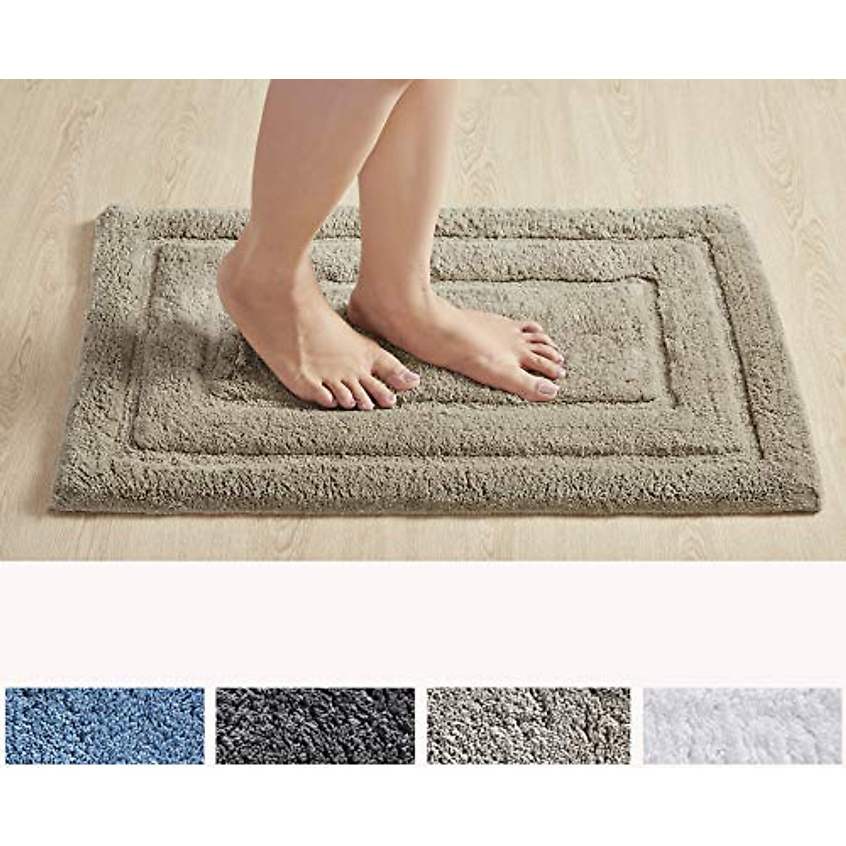 Cotton Bathroom Rugs Set, 2 pc (20"x30" and 17"x24") - Soft Plush 2800 GSM, Super Thick and Absorbent - Matches Our 804 GSM and 703 GSM Bathroom Towels Set (White)