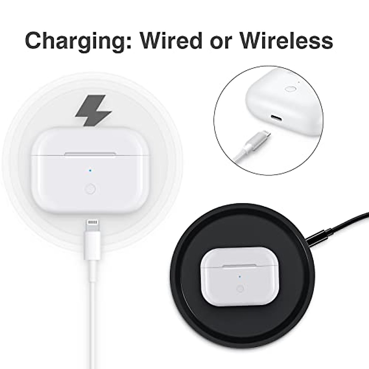 Wireless Charging Case Compatible for Air Pod Pro 1st & 2nd Gen, Replacement Wireless Charger Case Compatible with Pro 12 , with Bluetooth Pairing Sync Button