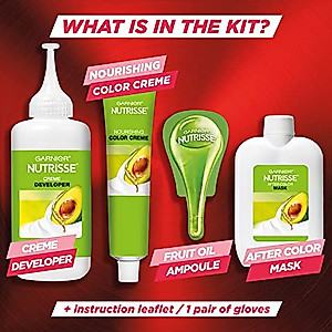 Garnier Nutrisse Ultra Color Nourishing Bold Permanent Hair Color Creme, RC1 Med Copper Red, Includes Fruit Oil Ampoule and After Dye Hair Mask, 2 Kit