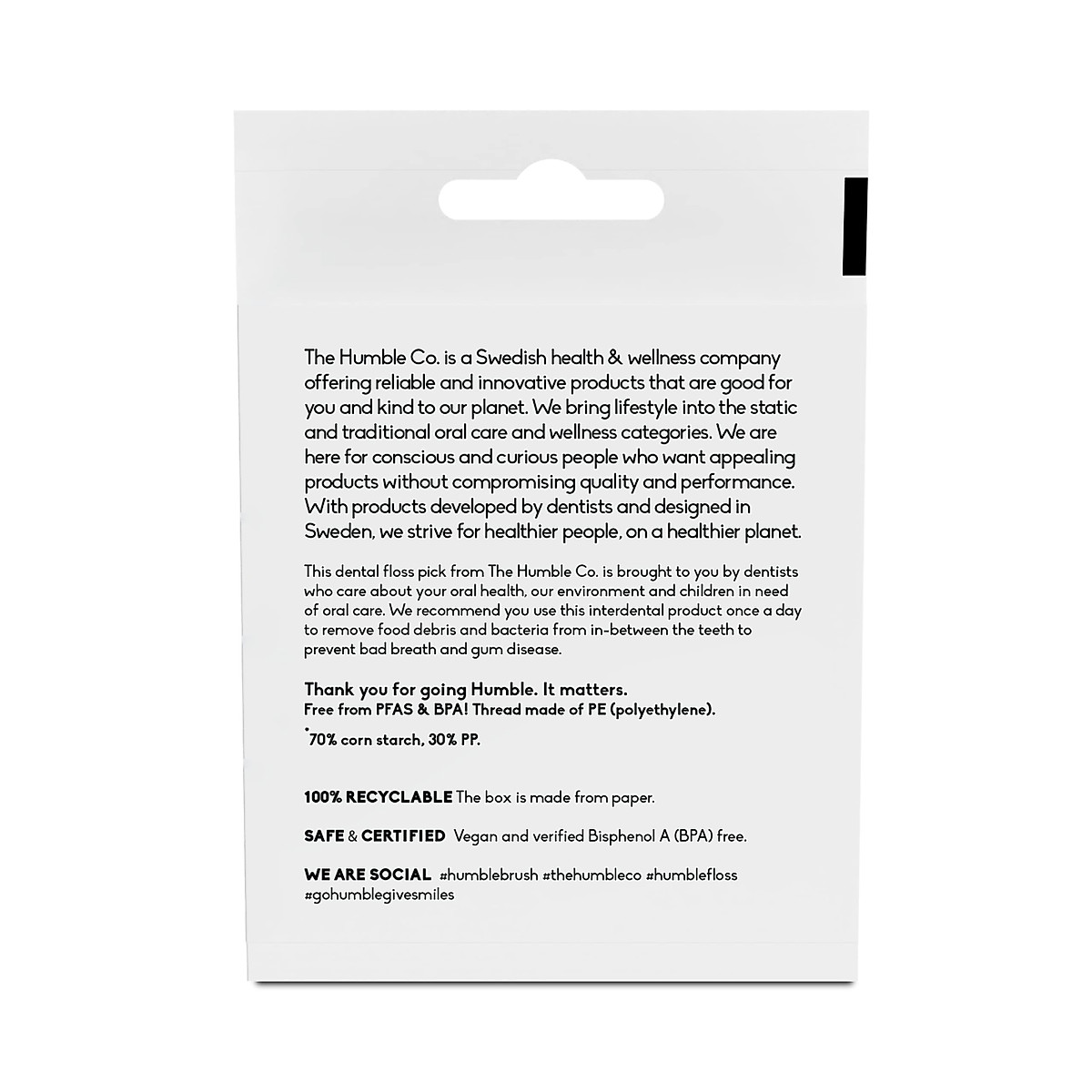 The Humble Co. Floss Picks (200 Count) – Plant Based Dental Floss Picks with Grip Handle for Superior Oral Care, Dental Hygiene, and Gum Health, Cruelty Free Tooth Floss Picks (Charcoal)