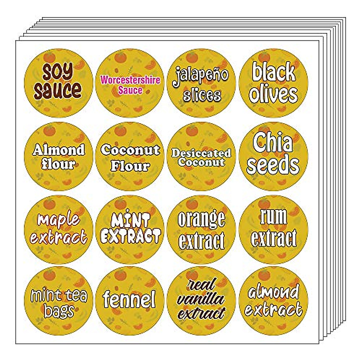 Creanoso Kitchen Ingredients Item Labels Text Stickers (20-Sheet) – Gift Giveaways Stickers for Chefs – Premium Quality Design Food Label Stickers for Kitchen – Unique Rewards Incentives for Men Women