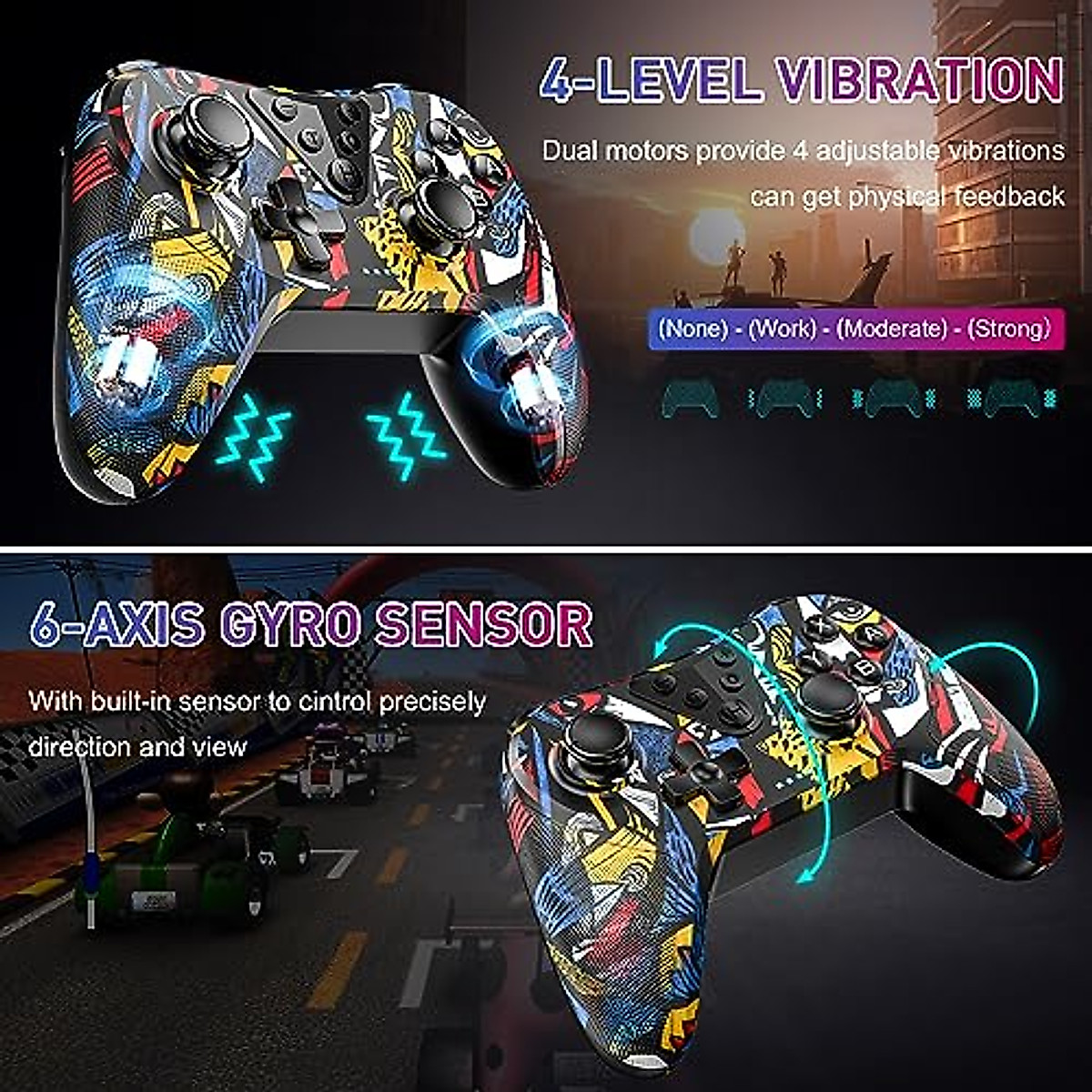 FaSonyke Wireless Switch Pro Controller for Nintendo Switch Controller/Lite/OLED, for Windows PC Wireless Gamepad Joystick with Programmable/Motion Control/Vibration/Turbo/Wakeup Function